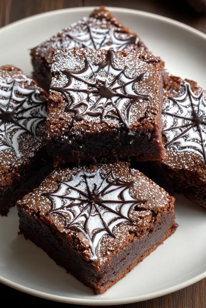 Decadent Fudgy Chocolate Spiderweb Brownies – Andrew Taste