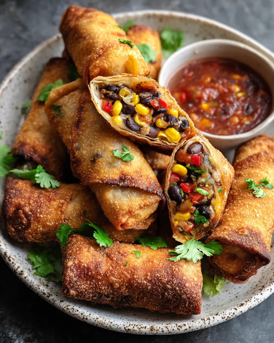 Crispy Baked Southwest Eggrolls with Spicy Black Beans and Cheddar ...