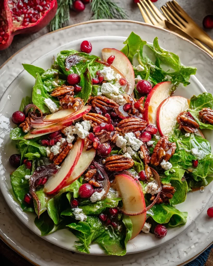Festive Winter Christmas Salad with Cranberries and Toasted Pecans ...