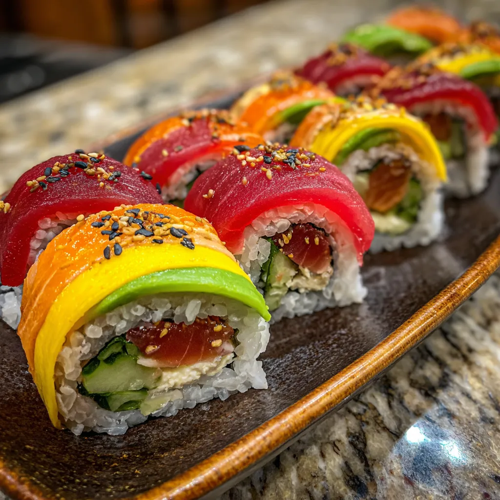 Fresh Spicy Rainbow Sushi Rolls – Andrew Taste